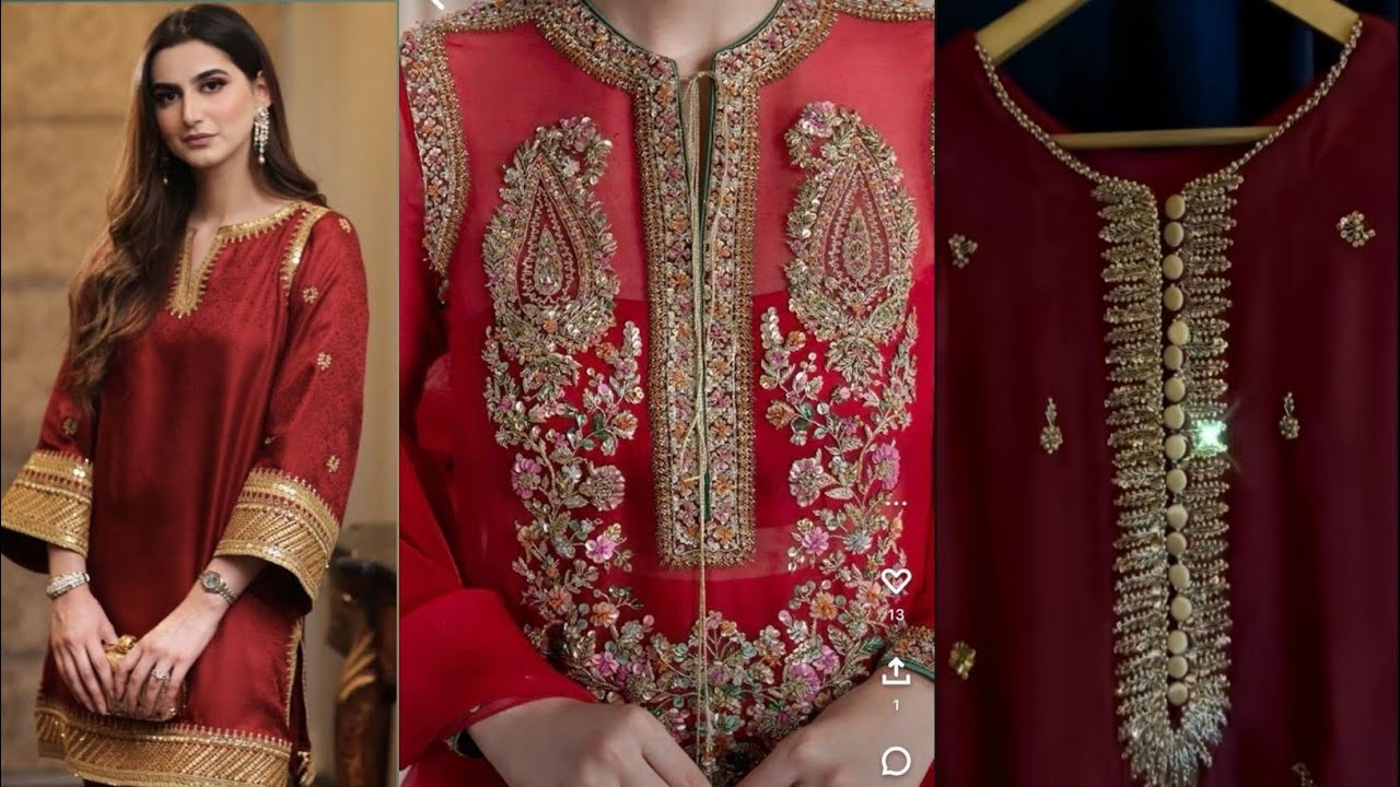 Chiffon dresses Kora dabka work /Kora dabka work embroidery - YouTube