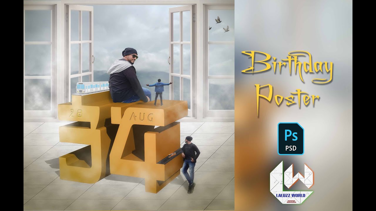 Birthday Poster Designing 5 |Photoshop Manipulation | Laluzz World ...