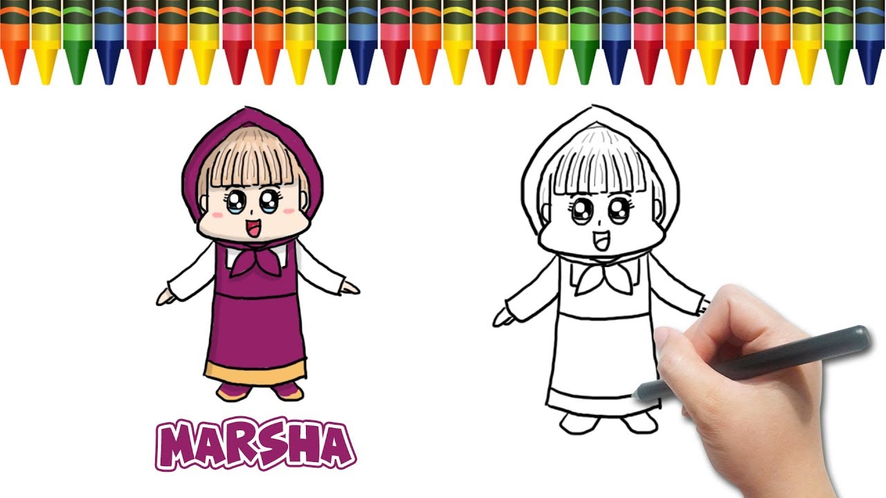 Draw Marsha from "Marsha and The Bear" Russian Animated Television ...