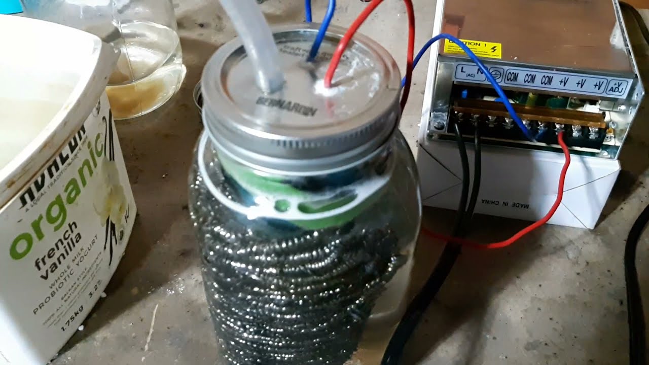 My HHO gas generator using stainless steel scrubber and sock - YouTube