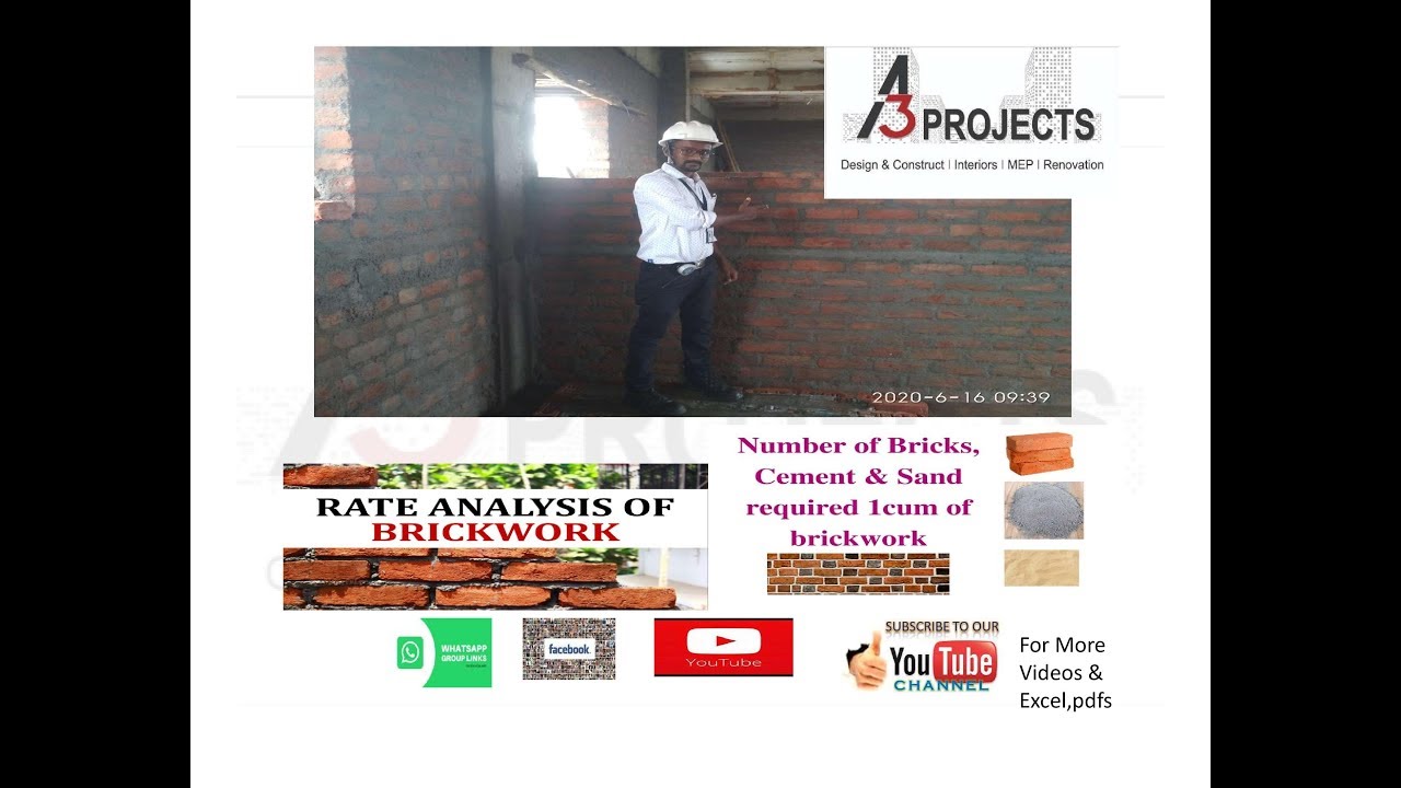 Rate Analysis & Material Estimation of Brickwall Contruction | Building ...