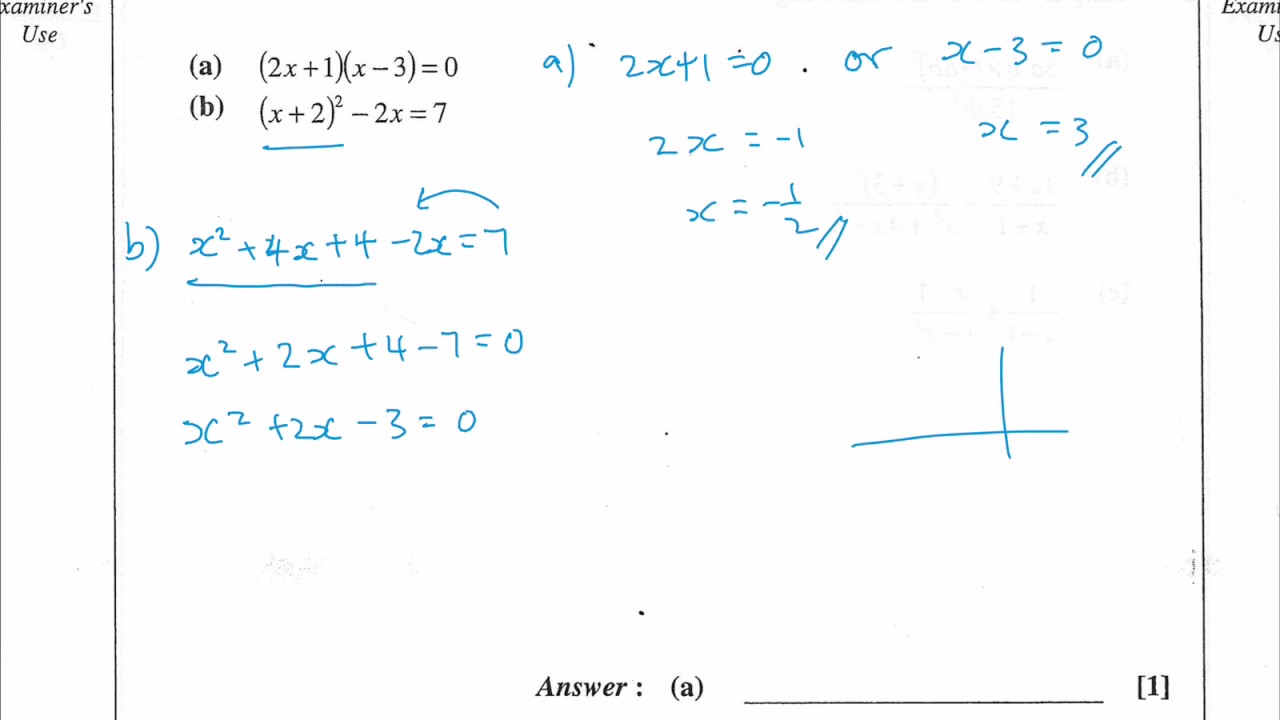 sec 2 math - solving quadratic equation to earn 4 marks - YouTube