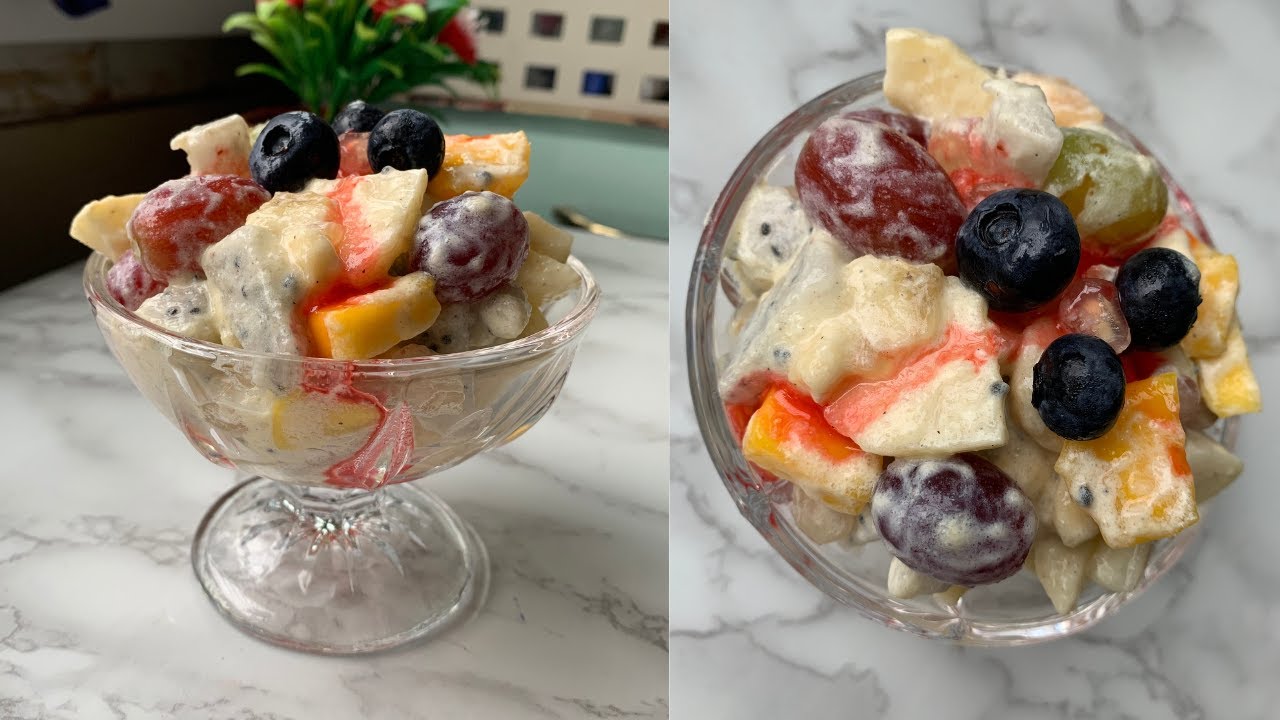 Cream Fruit Chaat Recipe By Desii Bytes - YouTube