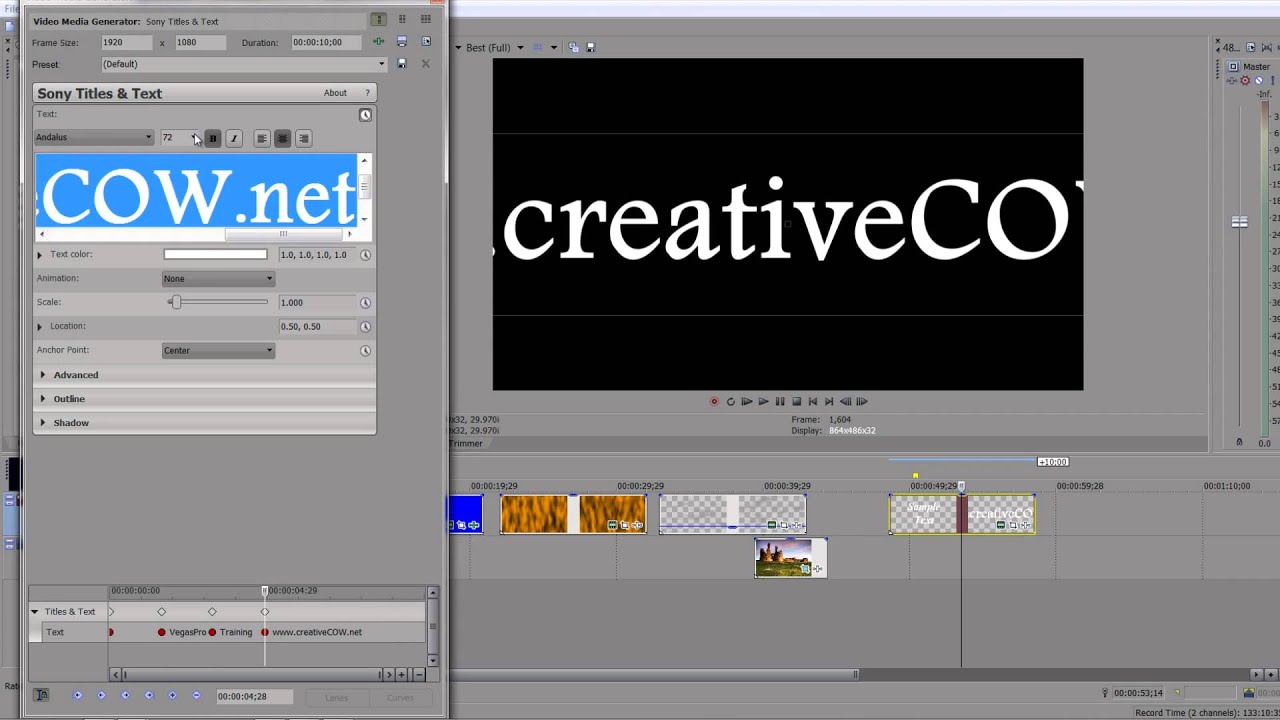 Sony Vegas Pro Basics FORTY-EIGHT: Titles & Text - YouTube