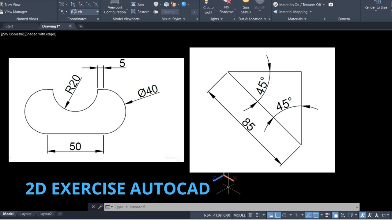 Gambar 2 Dimensi Autocad | Autocad 2d drawing - YouTube