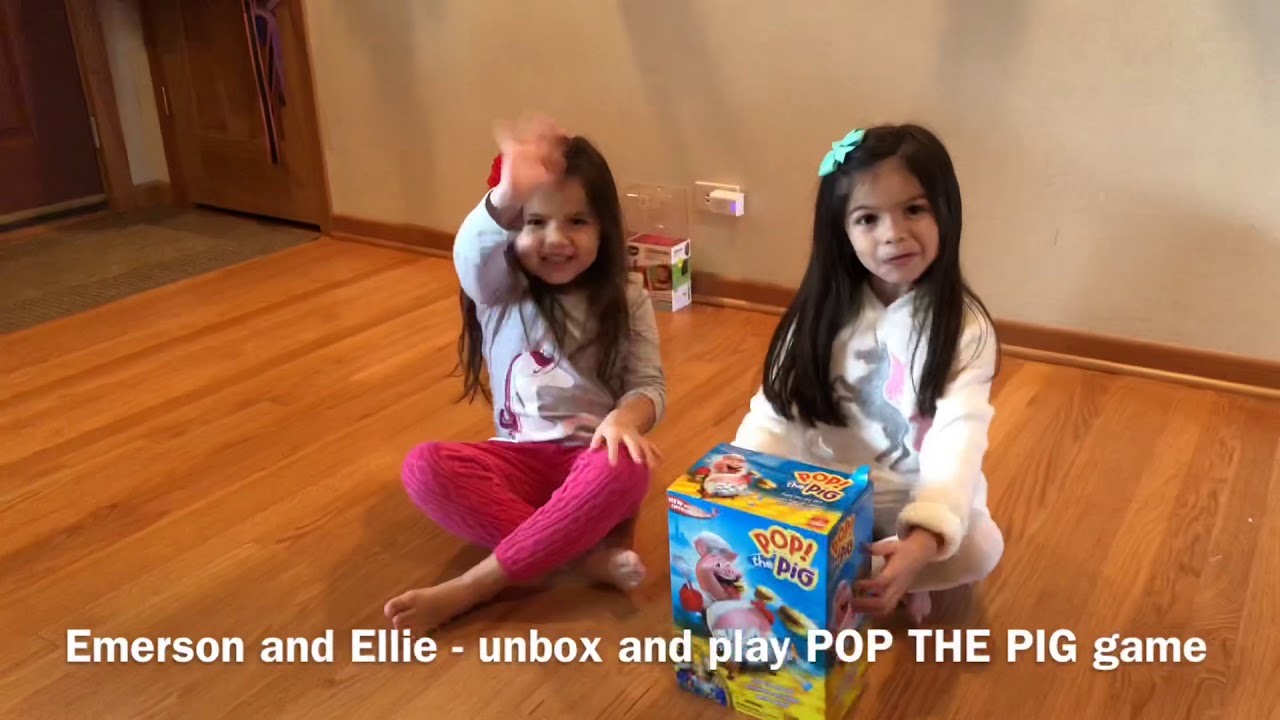 Emerson and Ellie - unboxing and playing POP! The Pig game - 12/25/2018 ...