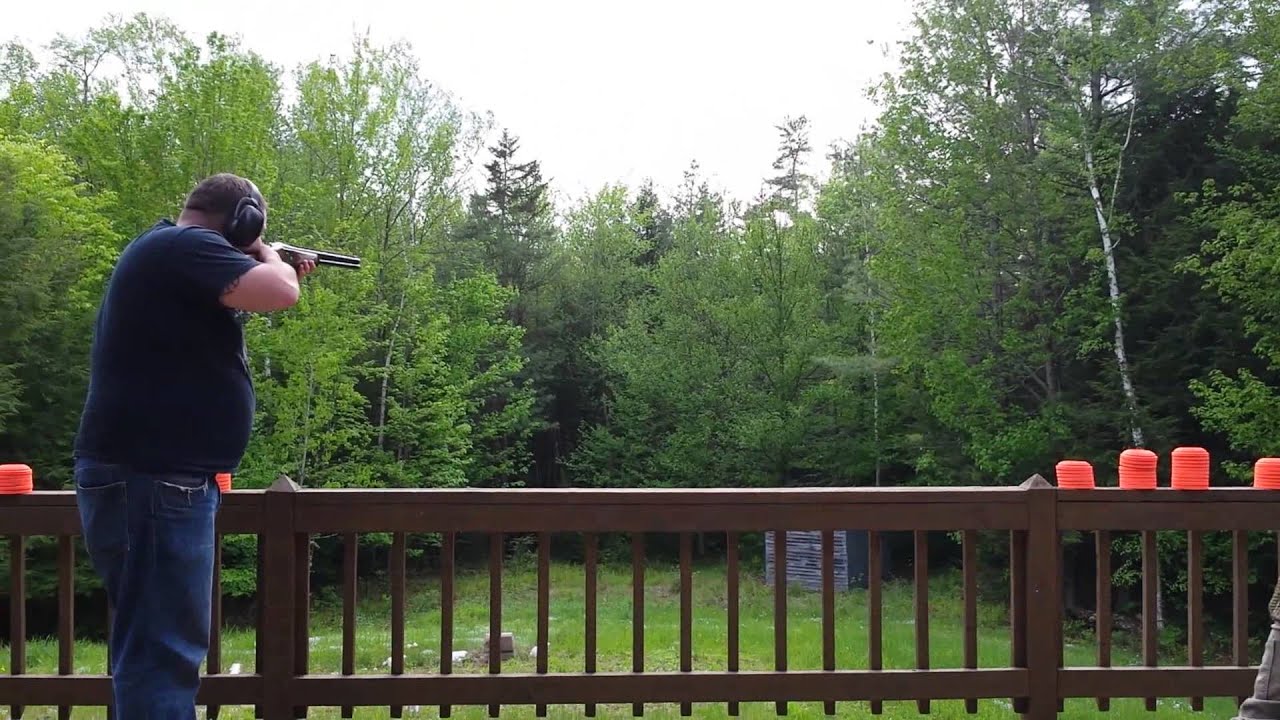 trap shooting with custom thrower - YouTube