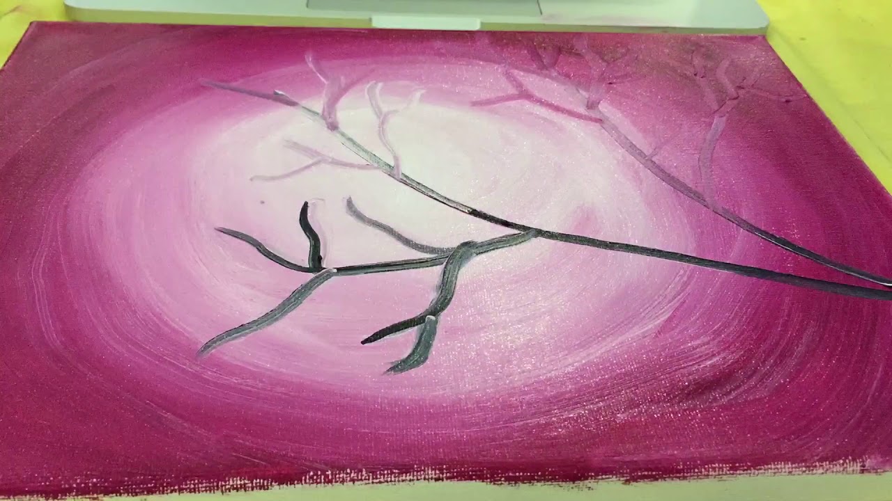 How to oil paint a beautiful gradient background and tree and cat ...