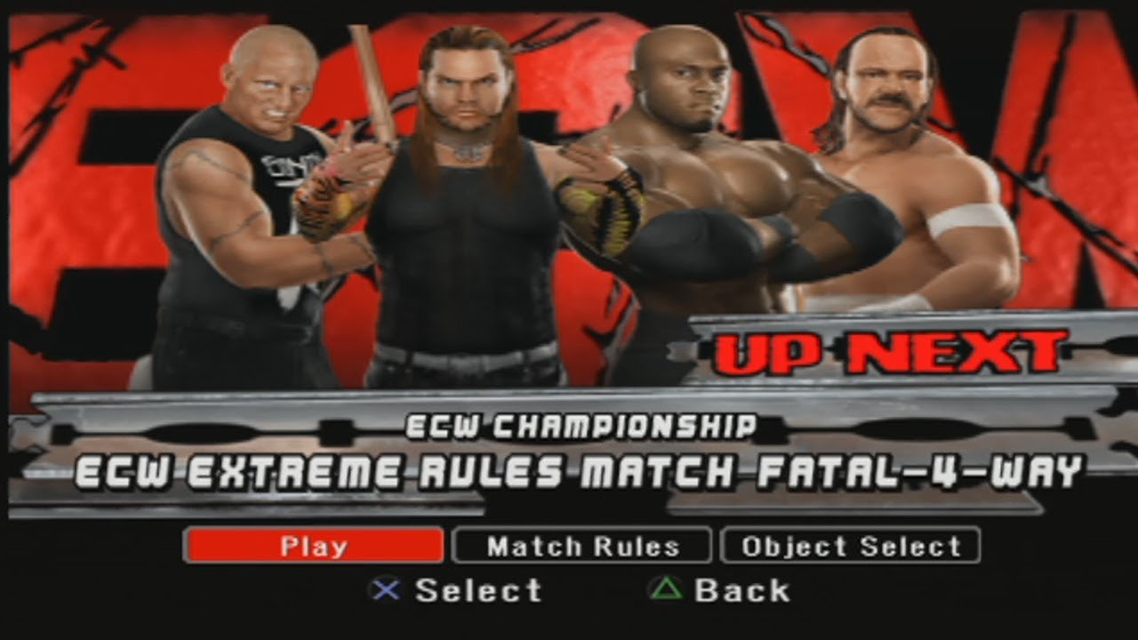 WWE Smackdown Vs Raw 2008 PS2 - Sandman Vs Jeff Hardy Vs Bobby Lashley ...