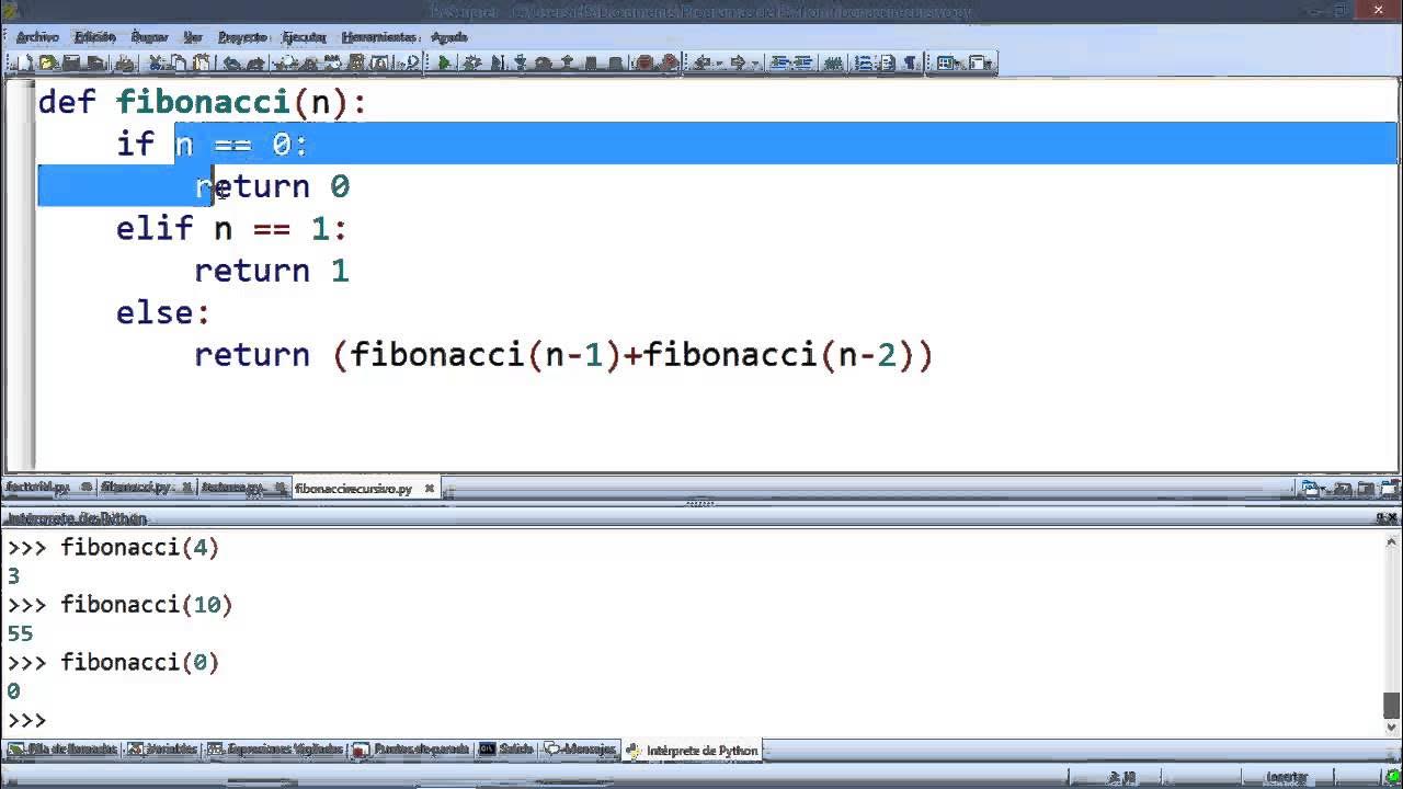 Función Fibonacci recursiva. Ejemplo - YouTube