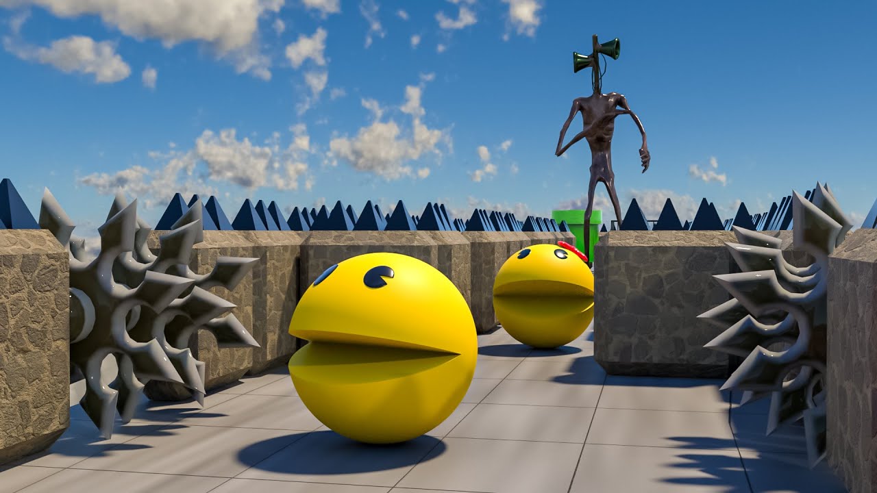 Pacman Inside a Crazy Maze with Siren Head [Rescue Ms. Pacman] V2 - YouTube