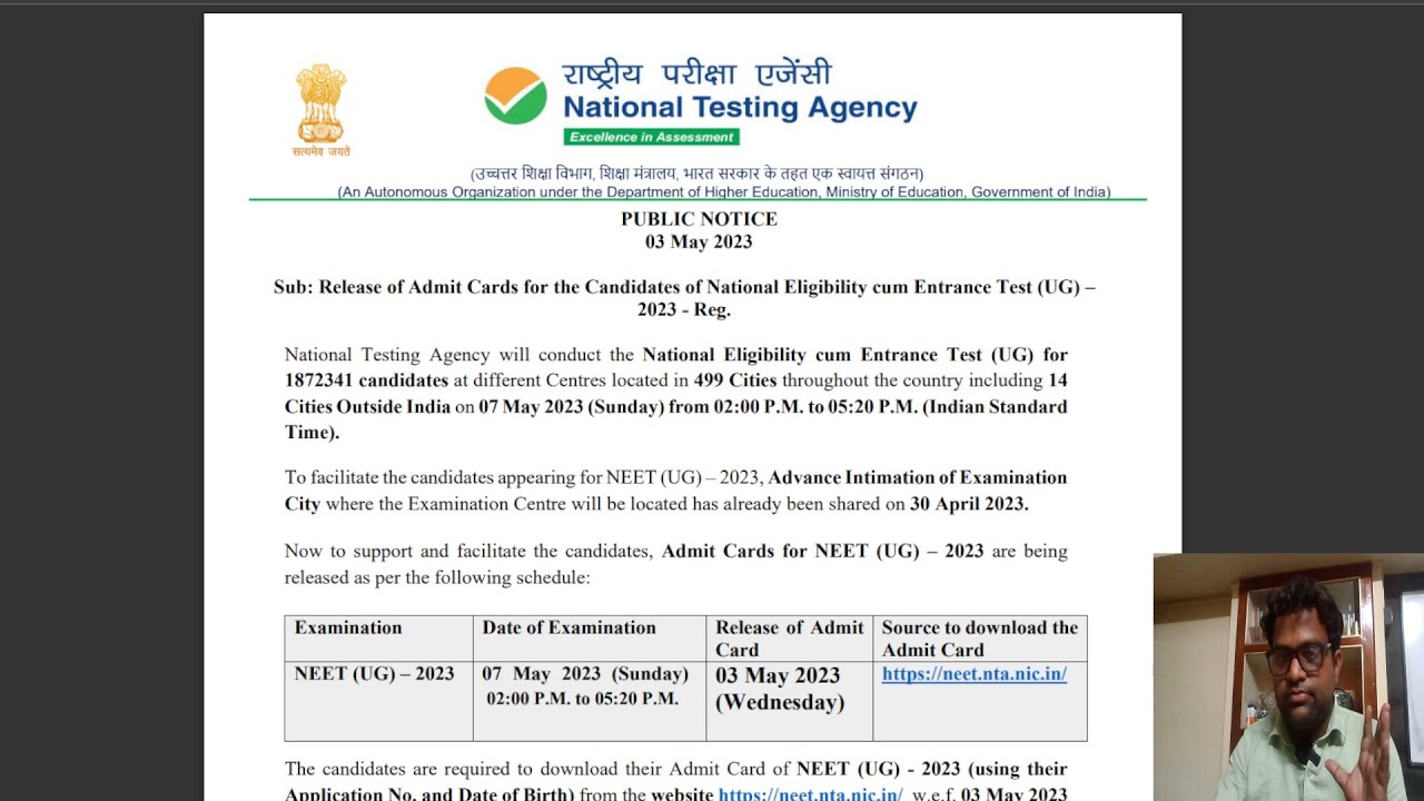 NTA released Admit card for NEET exam | How to download? - YouTube