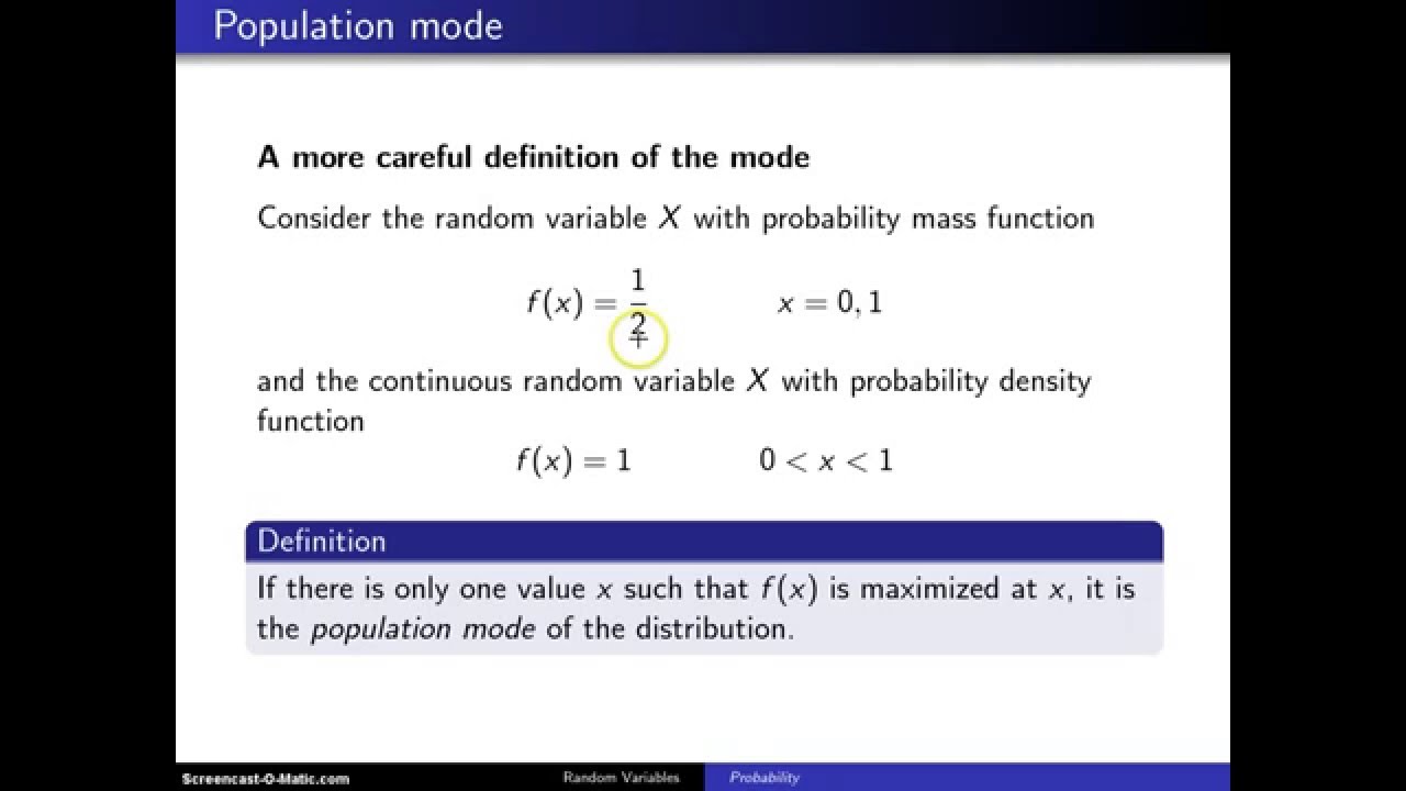 Population mode definition - YouTube