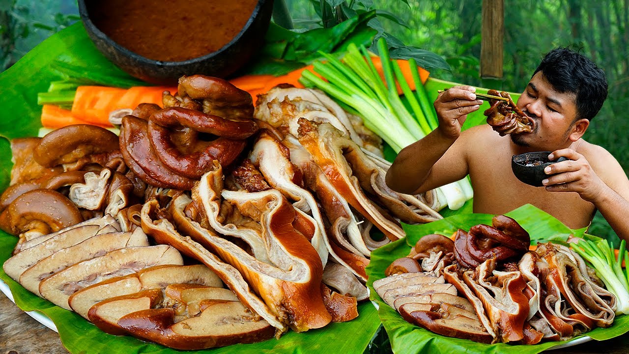 Amazing Yummy - Pig Stuff Soybean Sauce | Fried Braise Pig Stuff With ...