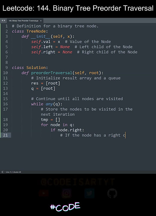 Leetcode 144 Binary Tree Preorder Traversal In Python Python 9221