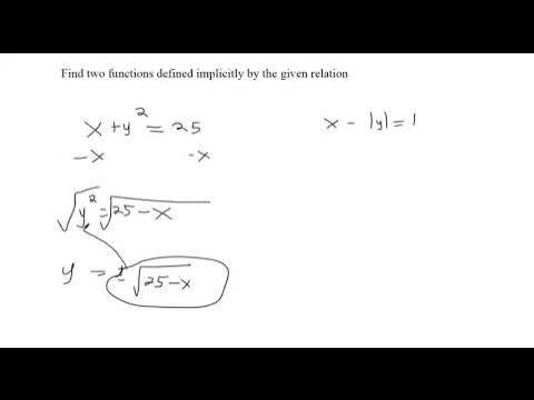 Find two functions defined implicitly by the given relation - YouTube