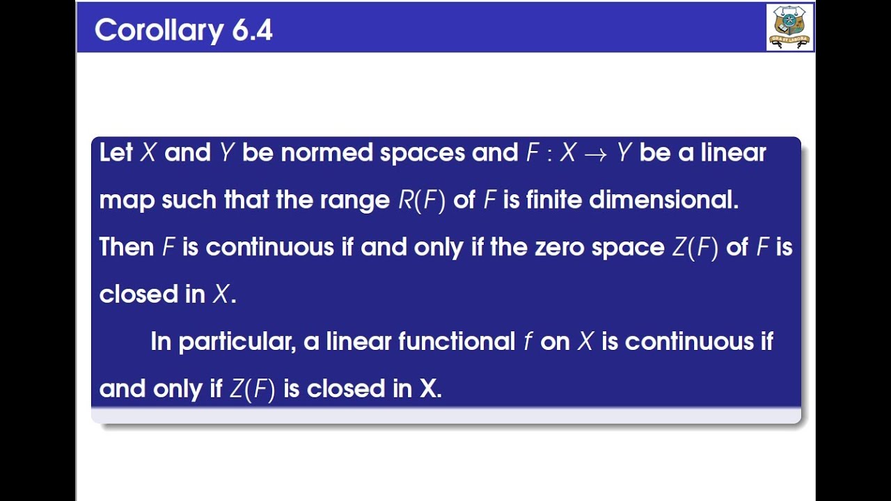 Corollary 6.4 and example (Third Semester M.Sc. Mathematics: Functional ...