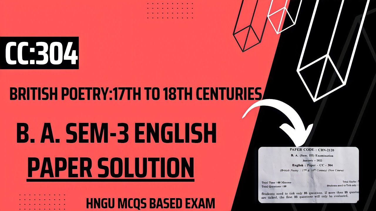 CC:304- British Poetry:17 th & 18th Century|Paper Solution| B. A.Sem-3 ...