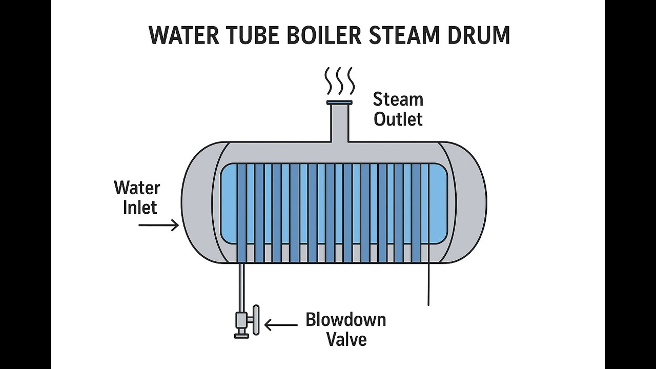 Water tube boiler steam drum system and soot blowers motor system - YouTube