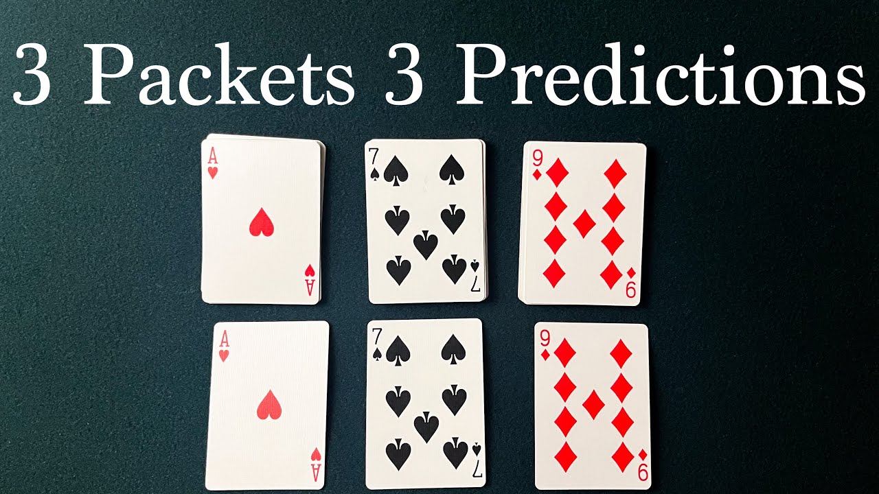3 Predictions From 3 Packets Card Trick Tutorial - YouTube