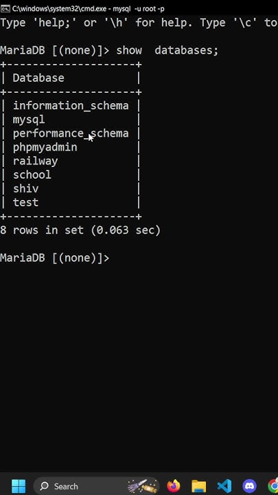 show databases command in #mysql | #shorts - YouTube