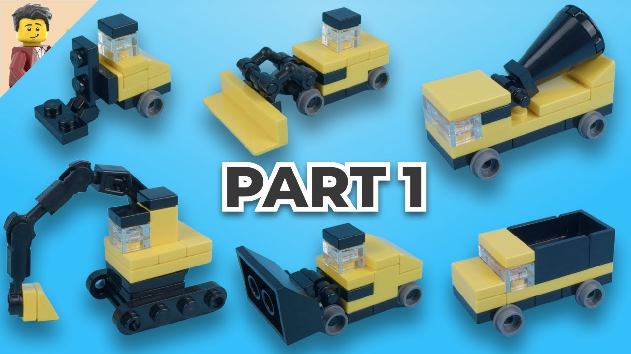 Lego Construction Mini Vehicles Tutorial - YouTube