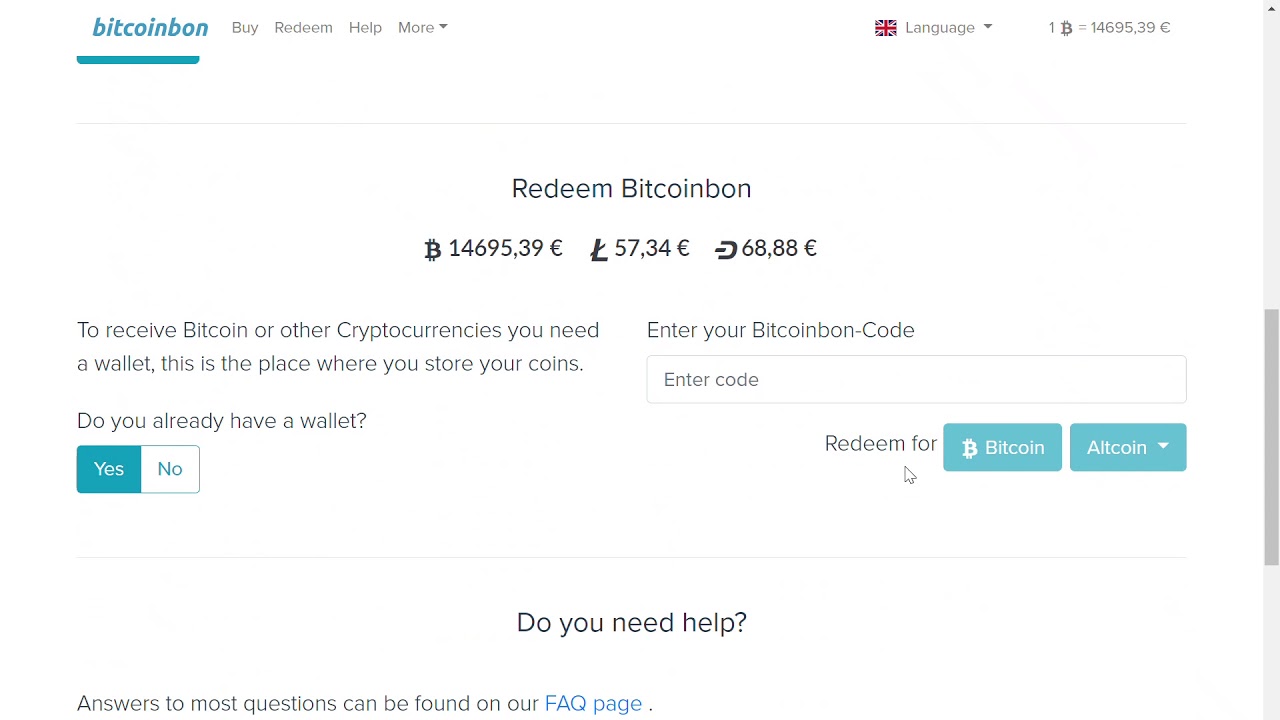 Bitcoinbon - Redeem voucher - YouTube