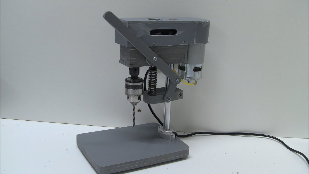 DIY mini bench drill from PVC plastic - YouTube