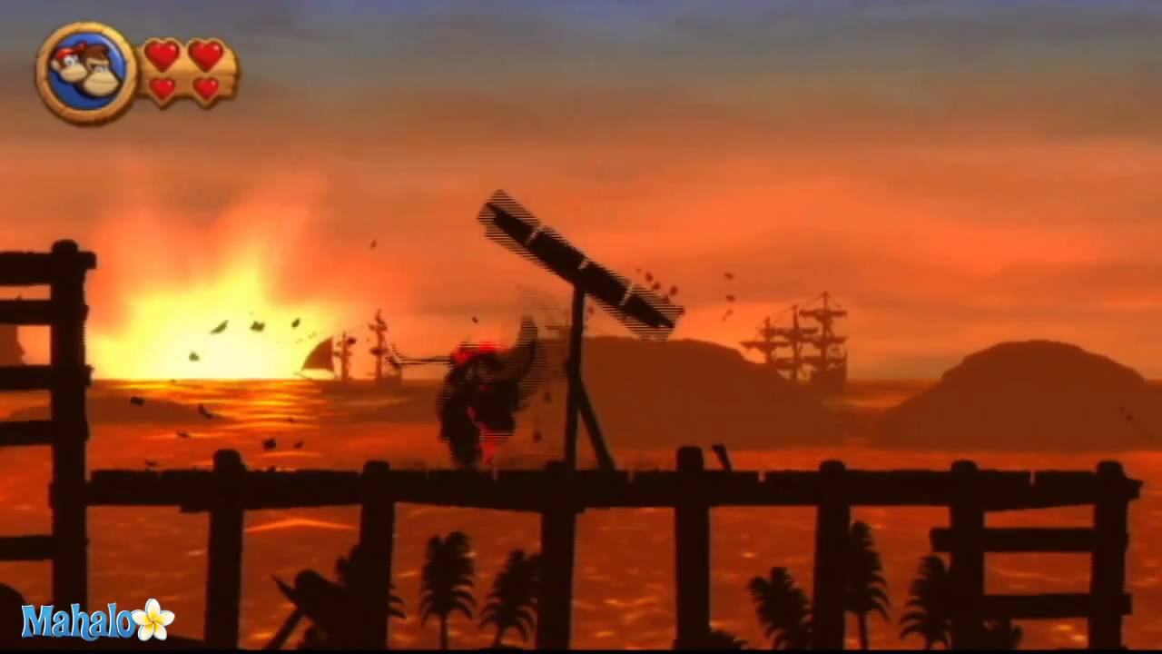 Donkey Kong Country Returns Walkthrough Level 1-4 Sunset Shore - YouTube