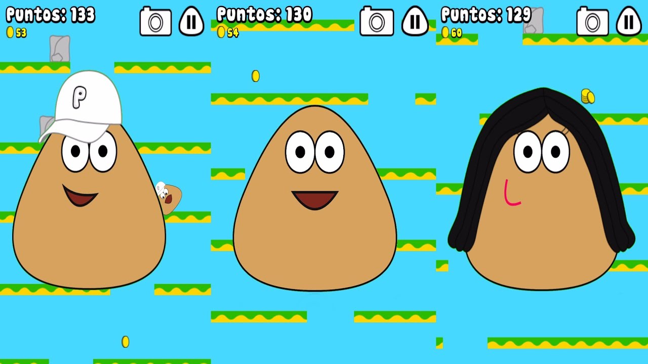 POU. La familia Pou compiten a ver quien cae mas!. Papá Pou, mamá Pou y ...