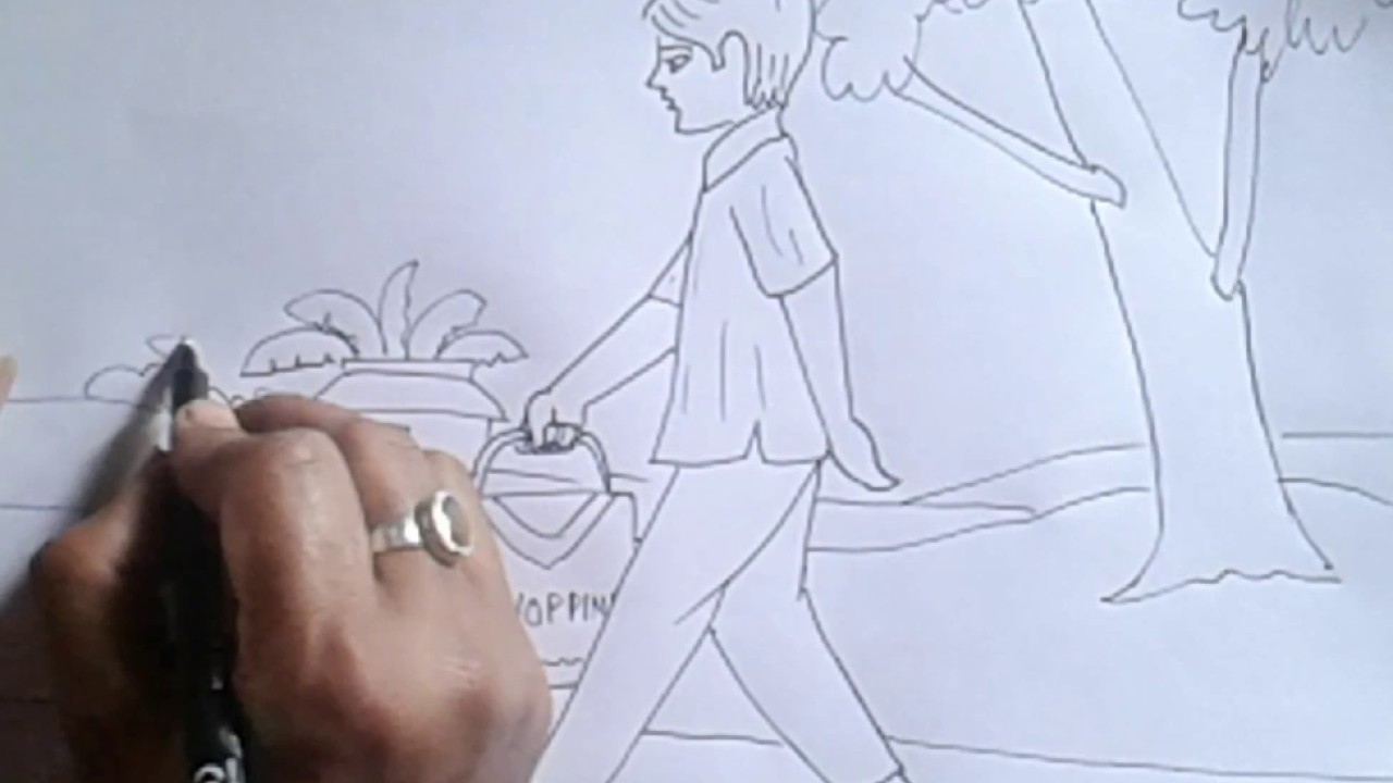 DRAWING VIDEO OF A BOY GOING TO MARKET - YouTube