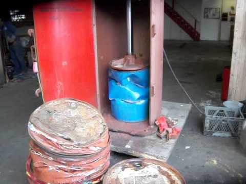 A 1 Hydraulics Service RAM FLAT compactor drum crusher - YouTube
