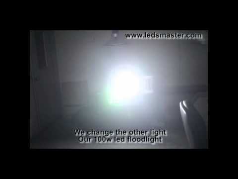 ledsmaster flood light compare with traditional metal halide - YouTube