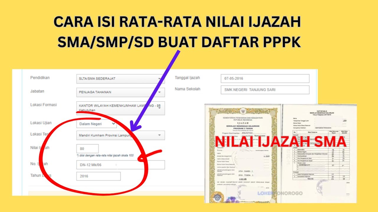CARA ISI NILAI RATA-RATA IJAZAH SMA/SMP/SD BUAT DAFTAR PPPK - YouTube