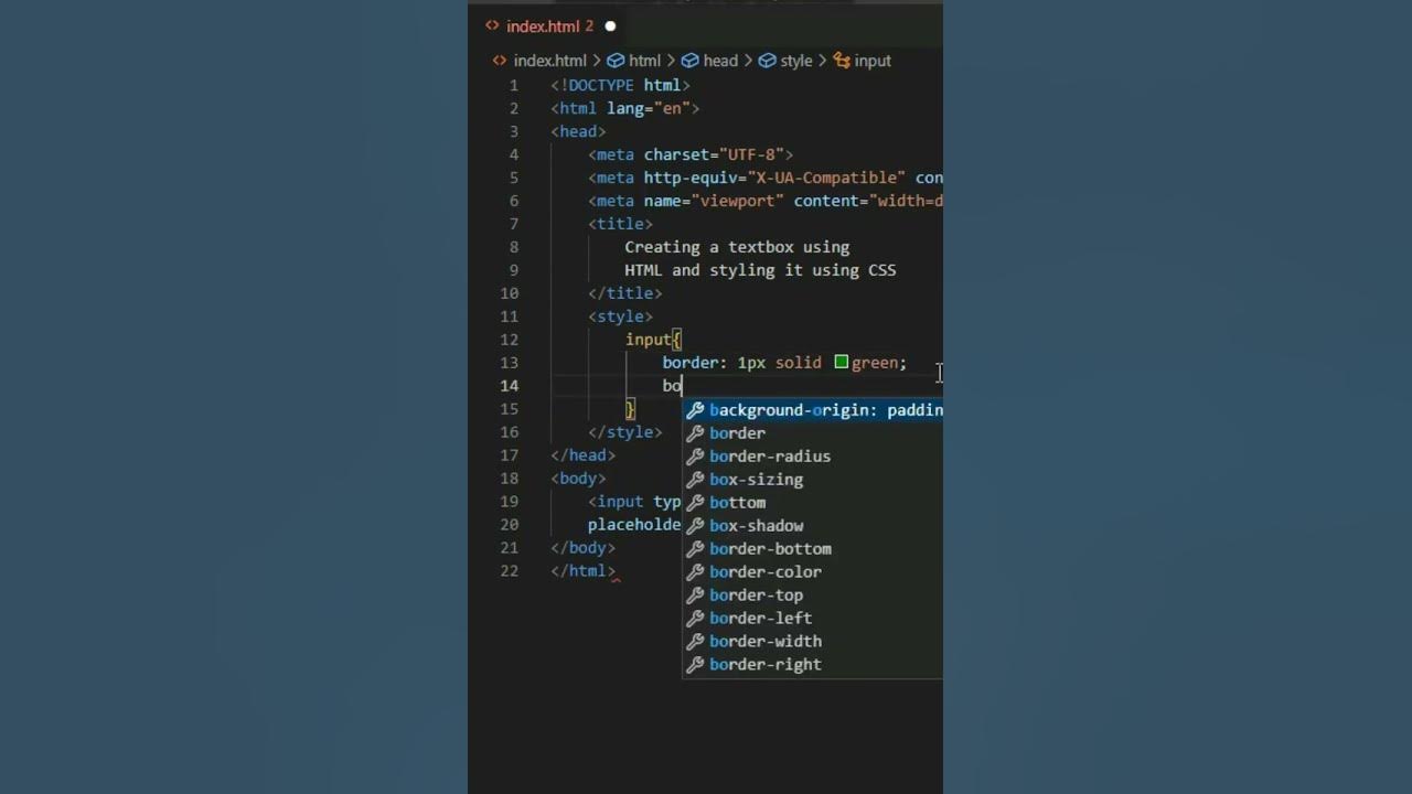 Creating A Textbox Using Html And Styling It Using Css Youtube