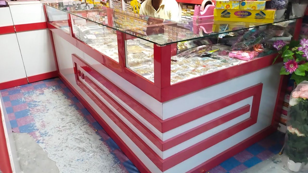 cosmetic Ki Dukaan, sheeshe ka counter kaise banaenकॉस्मेटिक की फर्नीचर ...