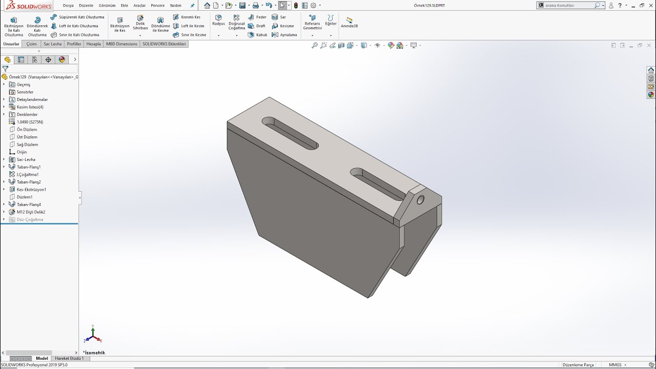 SolidWorks Örnek Çizim #129 (3D solid model example) - YouTube