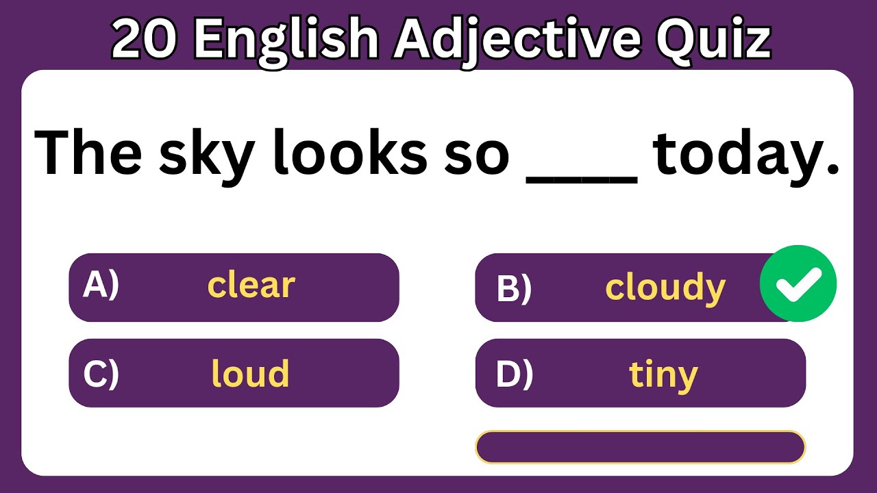 20 Adjective Quiz to Boost Your English Skills Fast || Fun English Quiz ...