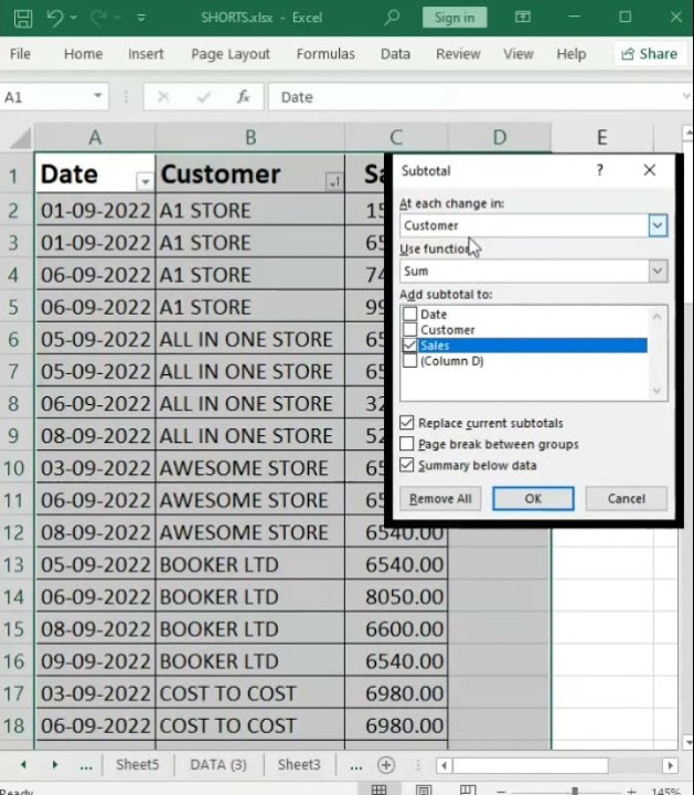ADVANCE EXCEL | EXCEL ADVANCE | EXCEL TRICKS | EXCEL SUBTOTAL | SUBTOTAL IN EXCEL #excel #shorts ...