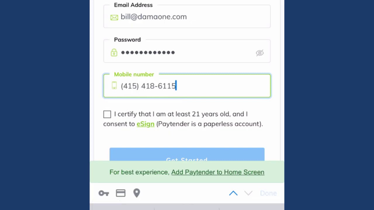 Paytender Sign Up Information - YouTube