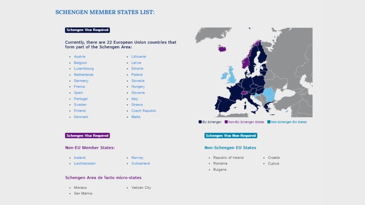 Schengen Visa Countries List - YouTube