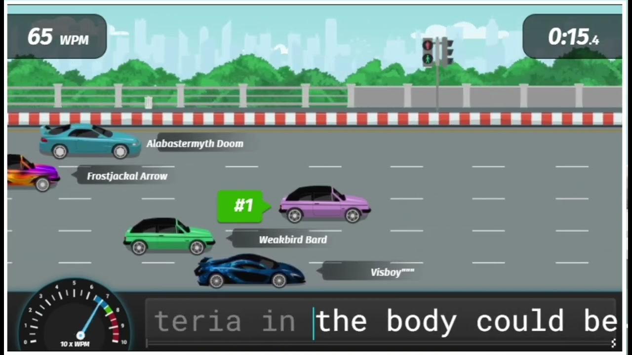 Typing Car Race Game Play | 67 WPM(Words/Minute) English Typing Race ...