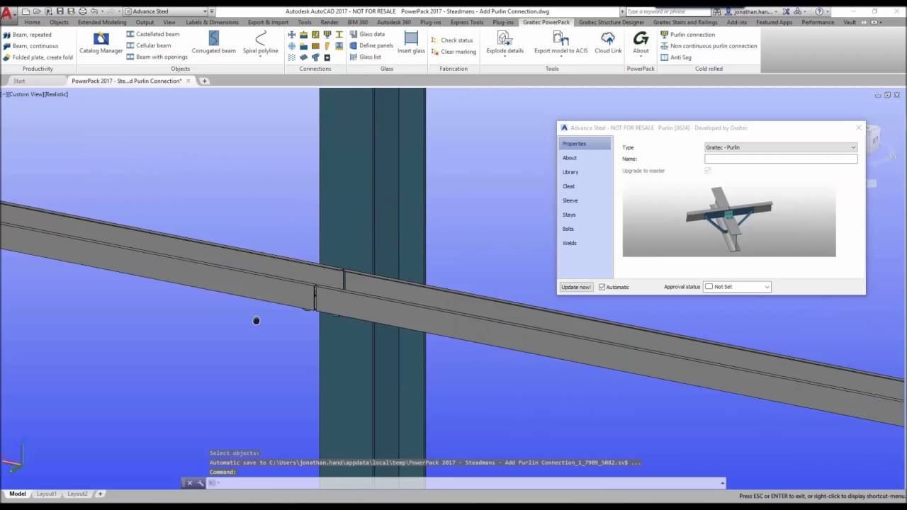 Advance Steel 2017 – Adding Steadmans Sleeved Welded Cleat Connection ...