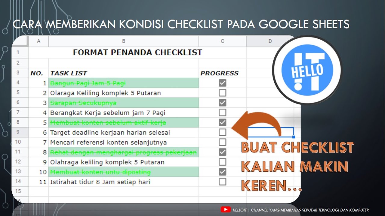 Cara Memberikan Kondisi Checklist Data di Google Sheets - YouTube