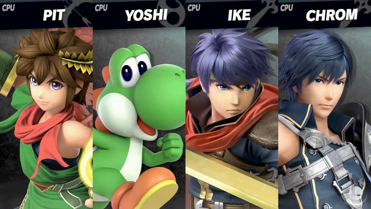 Super Smash Bros. Ultimate - Pit (Green) vs Yoshi vs Ike vs Chrom - YouTube
