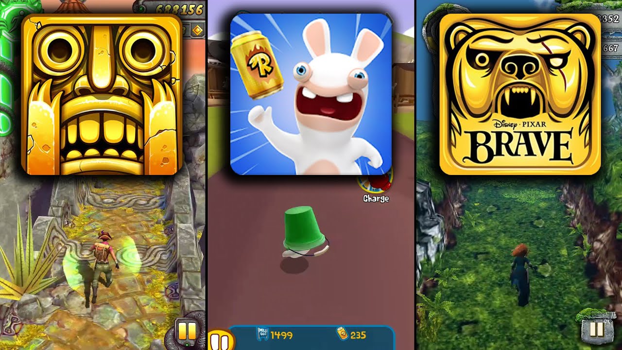 Temple Run 2 Sky Summit Vs Rabbids Crazy Rush Vs Temple Run Brave ...