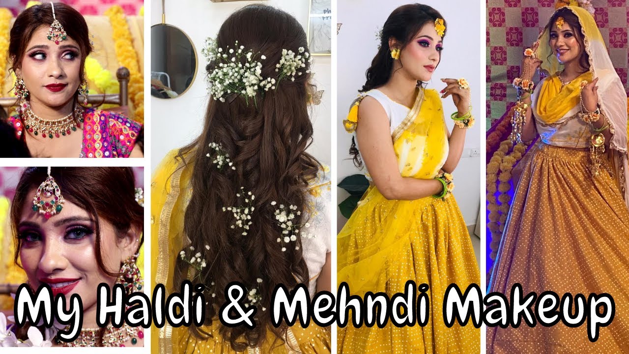 MY Mehndi & haldi Makeup || step by step look || shystyles - YouTube