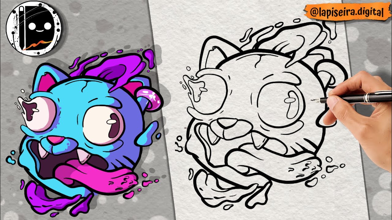 How to draw an alien cat step by step - YouTube