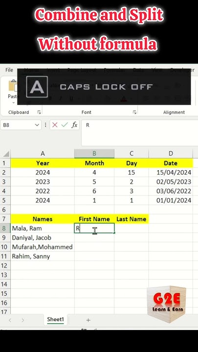 Combine and Split in Excel: No Formulas Needed! #excellearning #viralvideo #excel - YouTube