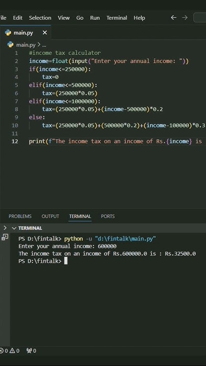 Income tax Calculator using Python... - YouTube